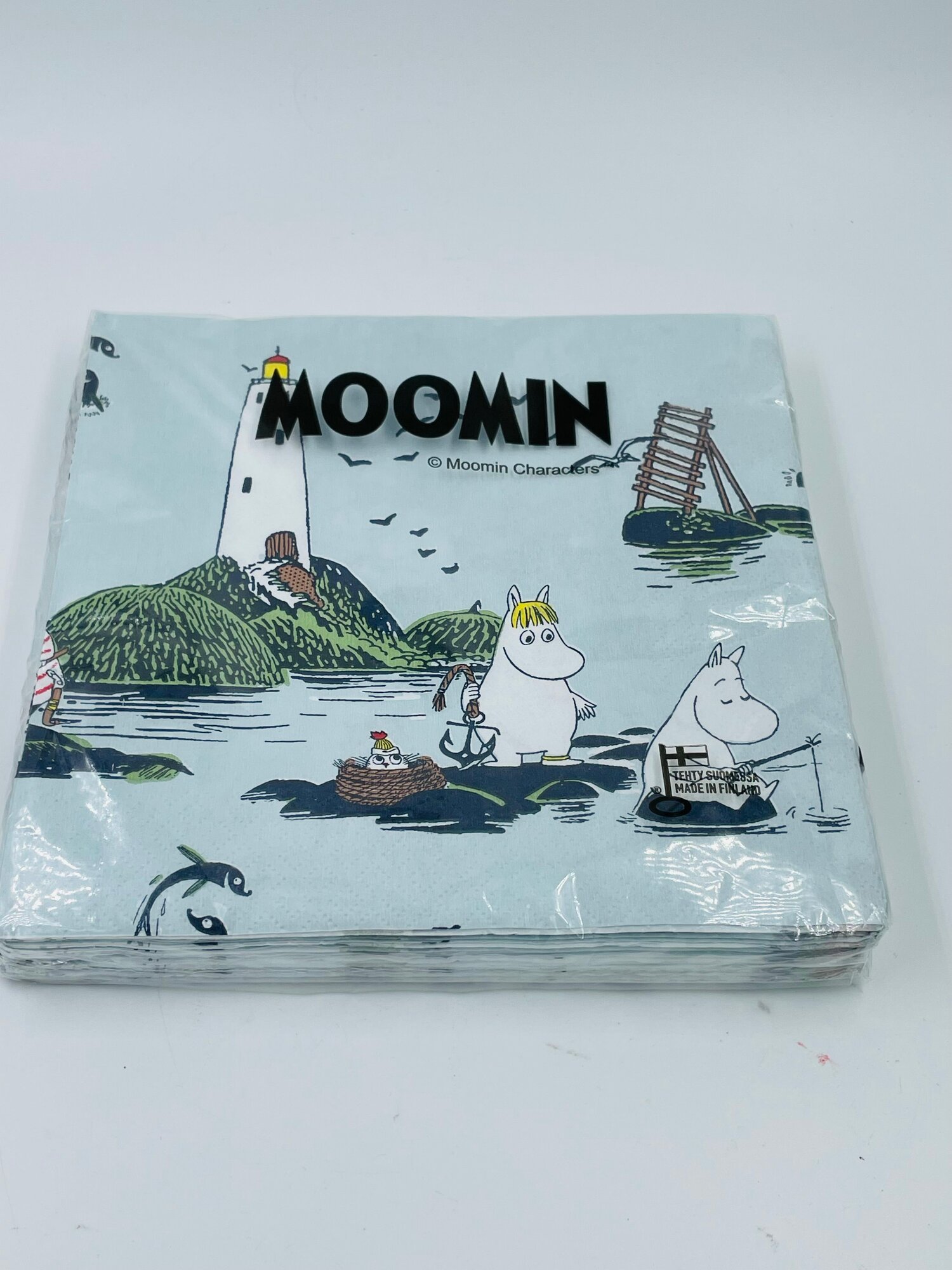 Салфетки бумажные Moomin, Море, голубого цвета 33х33 см, 20 салфеток (из Финляндии)