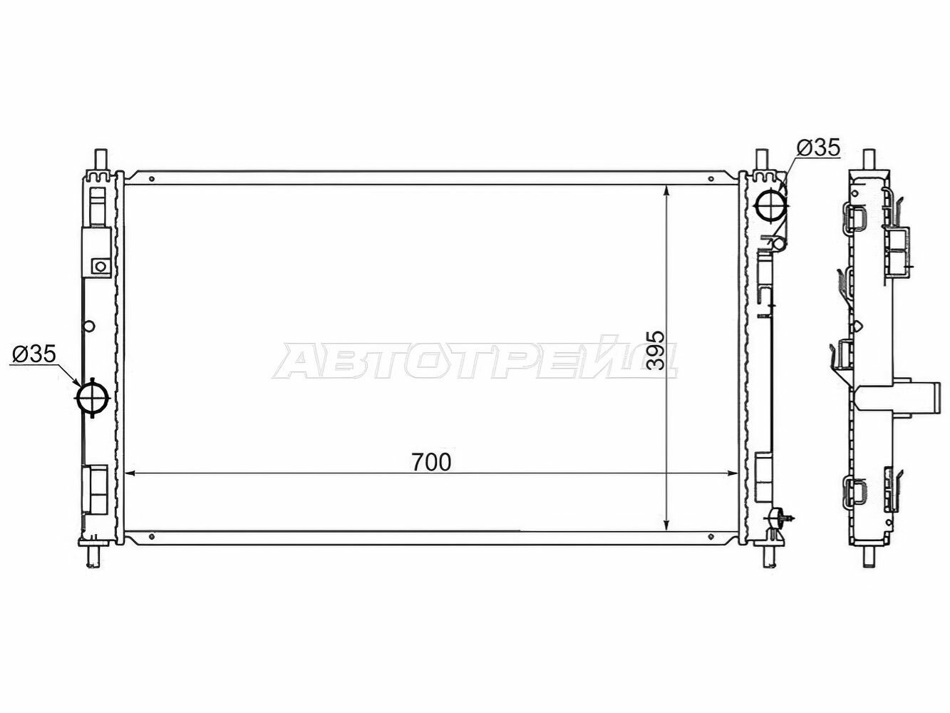 Радиатор охлаждения двигателя для Крайслер Авенджер 200 Flavia Export, Себринг, Додж Калибер, Джип Компасс Патриот арт CR000507 SAT