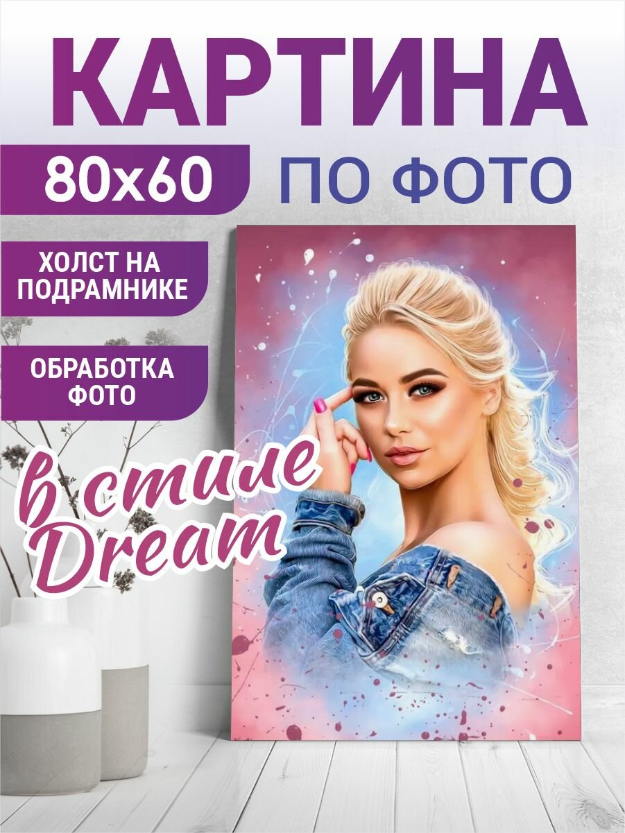 Картина по фото в стиле Дрим / портрет на холсте / фото на холсте 60смх80см, 60 х 80 см