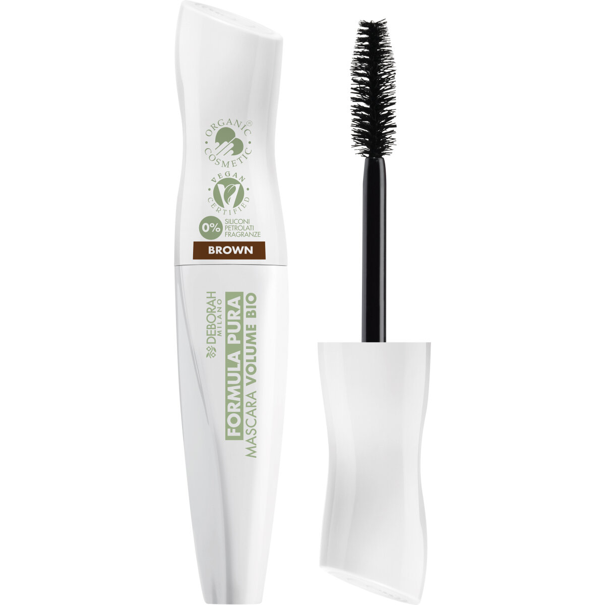 Тушь для ресниц с эффектом экстремального объема Deborah Milano Formula Pura Mascara Bio, тон коричневый, 12 мл
