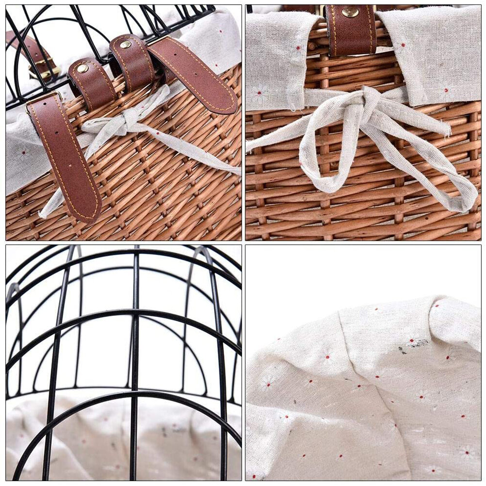 Корзина для собак Передняя корзина Тканая велосипедная корзина из ивы Корзина для переноски домашних животных для собак, щенков, кошек