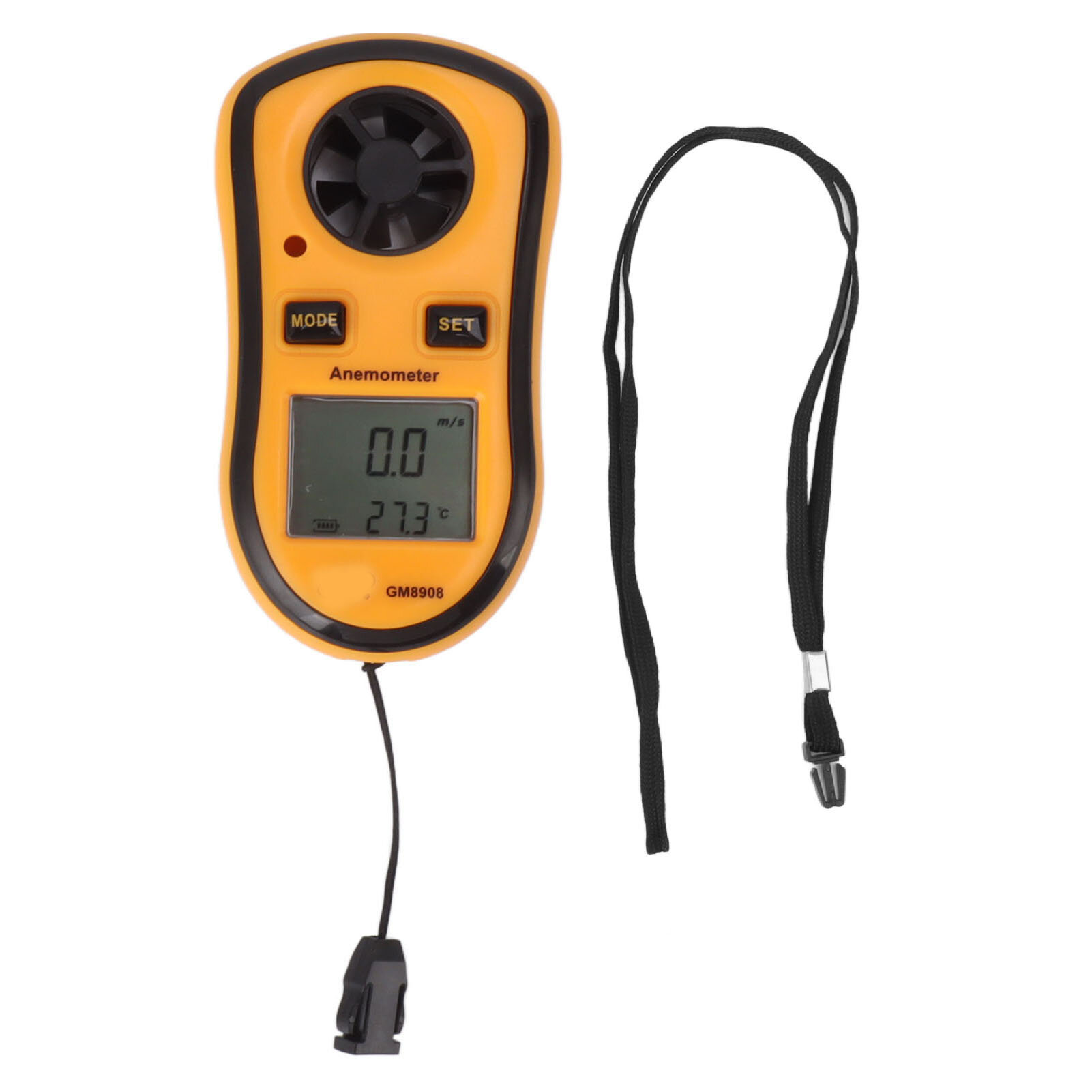 Handheld Digital Anemometer Pocket Wind Meter Mini Speed Temperature Power Gauge with LCD Display