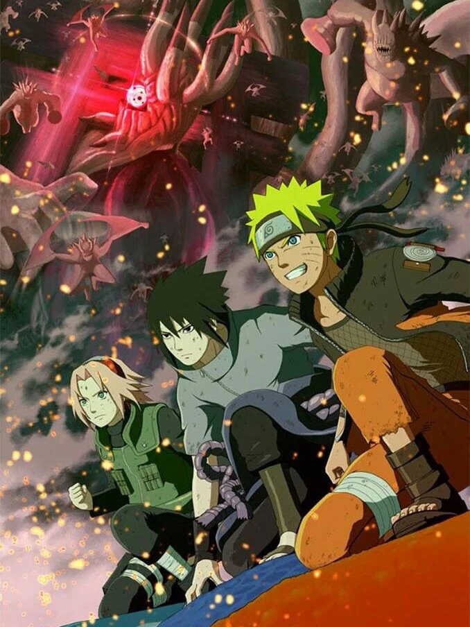 Алмазная мозаика на подрамнике "Наруто Шиппуден" круглые бриллианты 40х50см