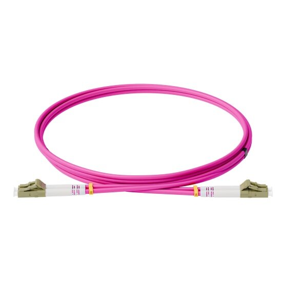 Патч-корд оптический Ontek , дуплексный, LC-LC, UPC, 2.0 м, OM4, LSZH, маджента