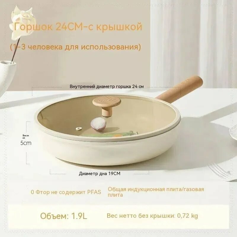 Сковорода "Ikea", с антипригарным покрытием, 24см, цвет хаки