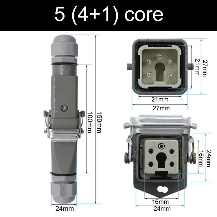 Водонепроницаемый разъем 5 (4+1) core, 10A