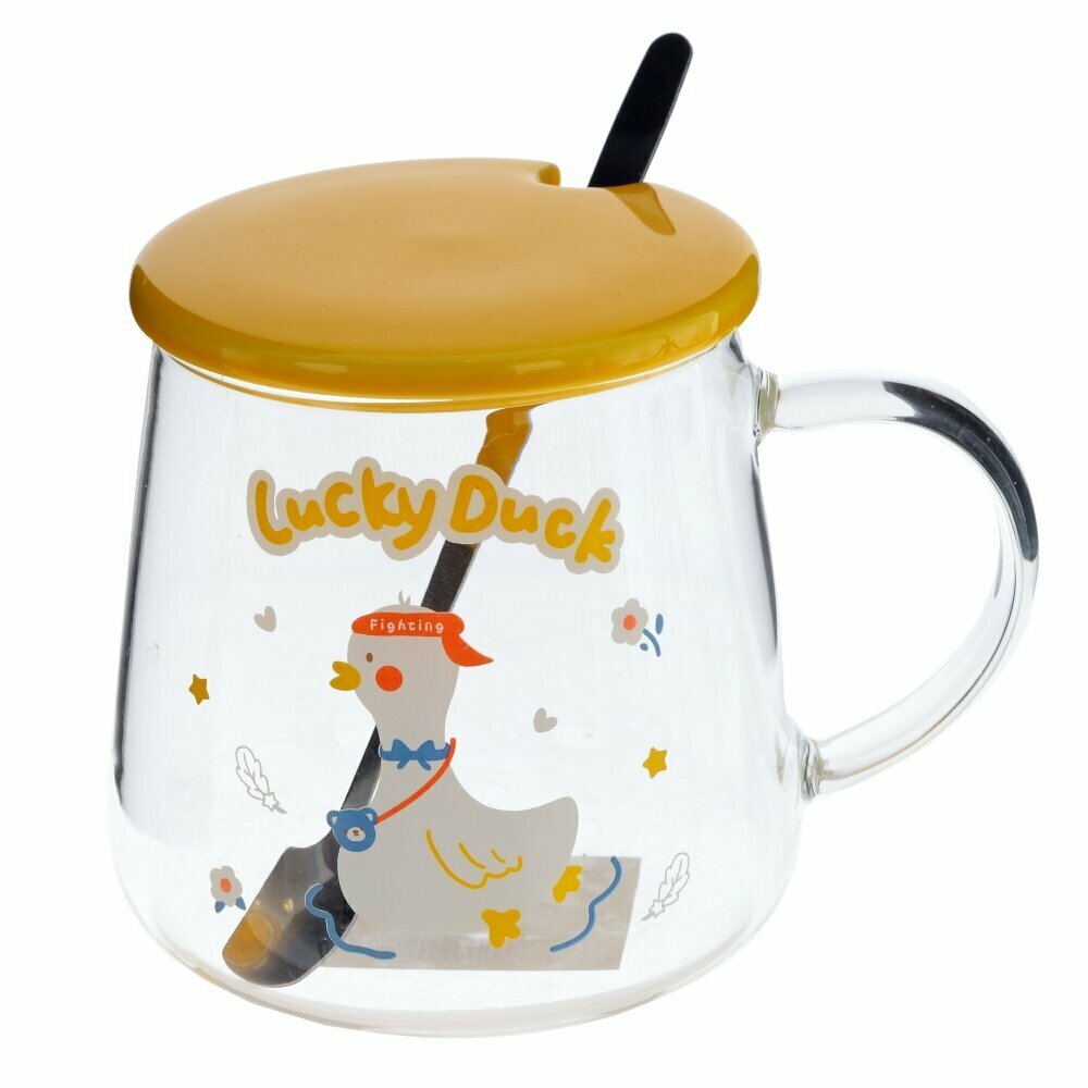 Кружка с крышкой и ложкой, 500 мл, 12х9х10 см KSM-800122_1