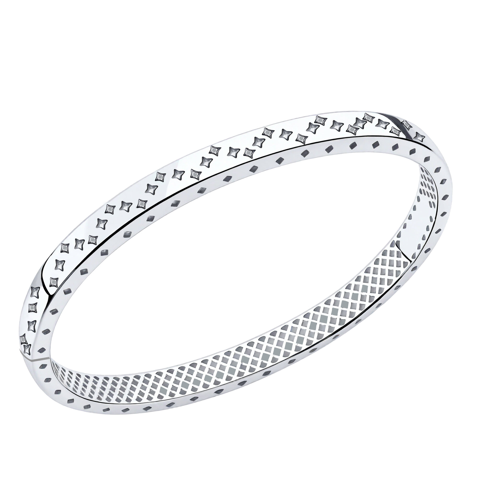 Жесткий браслет, серебро, 925 проба, родирование