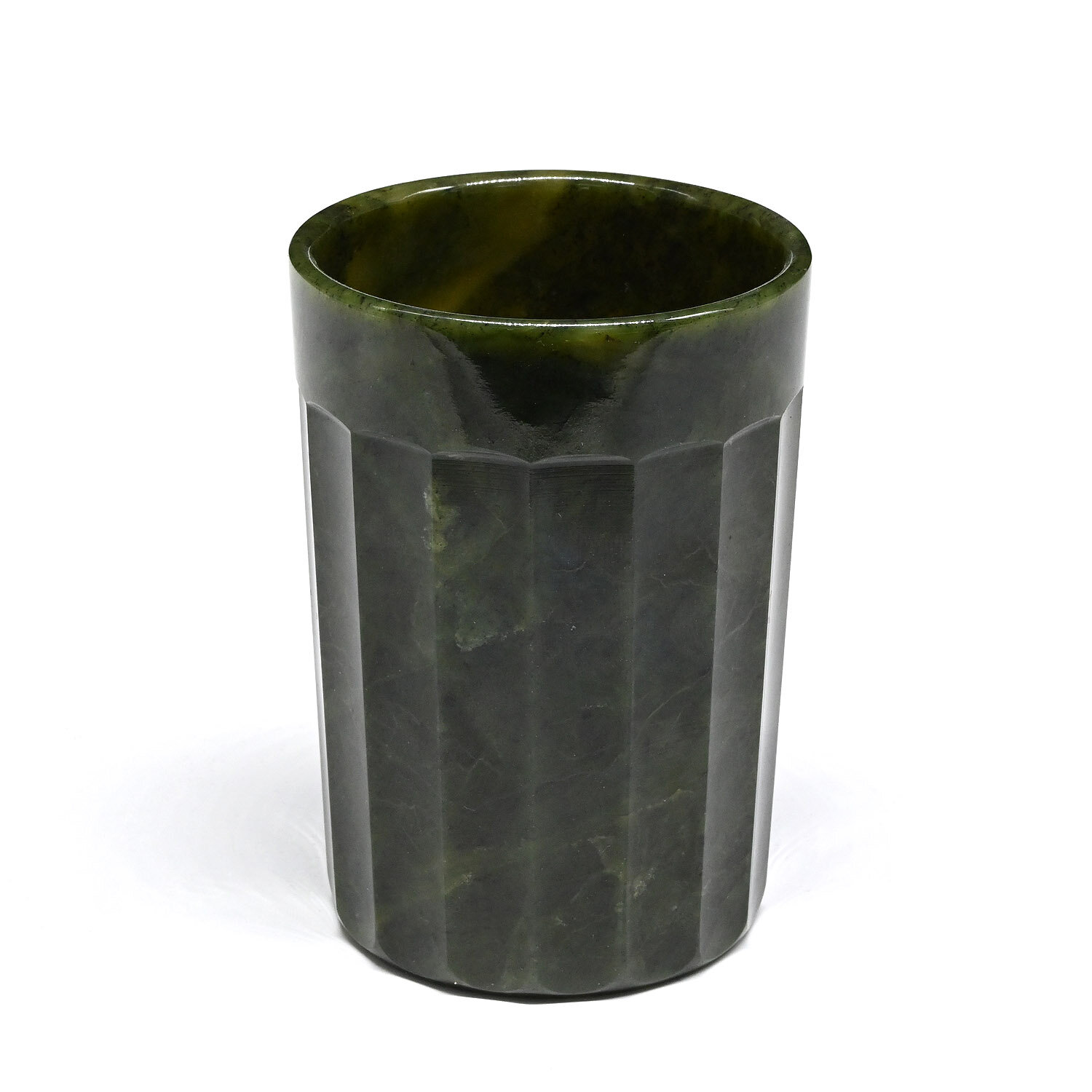 Граненый стакан из натурального камня нефрит 71*71*102мм .