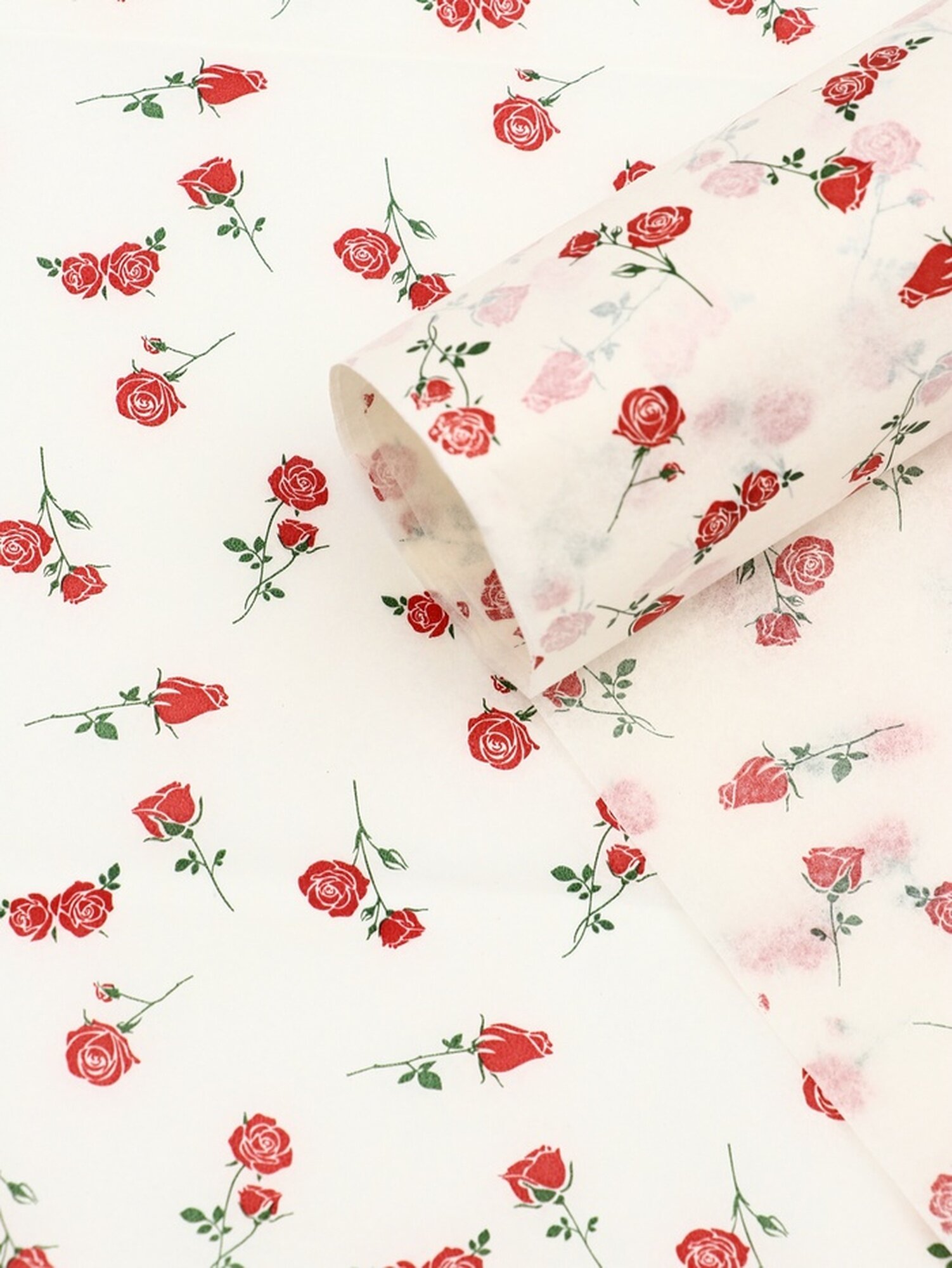 Бумага упаковочная тишью, «Садовые розы», кремовый, 50 см × 70 см 17 грамм
