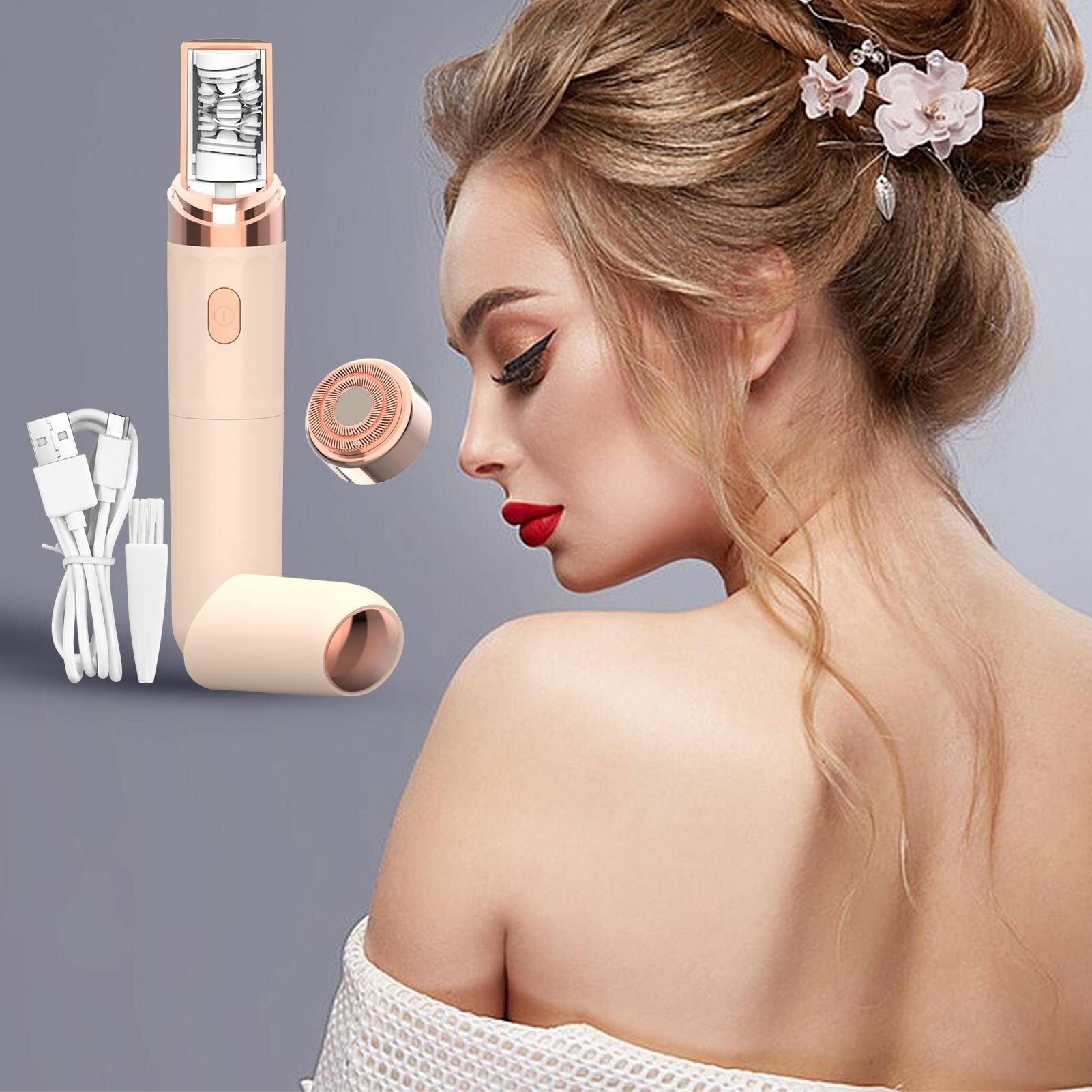 Эпилятор для лица, женский, розовый, быстрая зарядка от USB, 70г