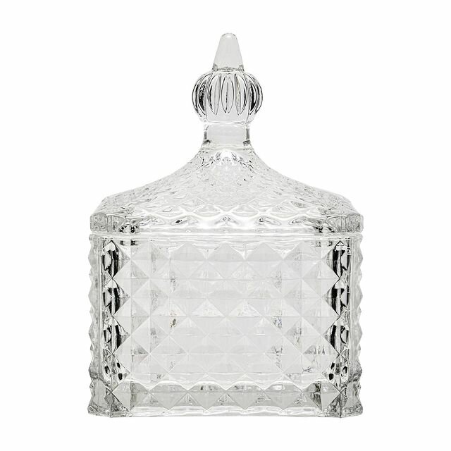 Шкатулка вещицы, 10х10х14,5 см, универсальная, стекло, прозрачная