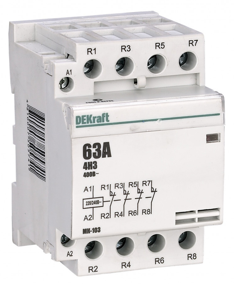 Контактор модульный DEKraft / ДеКрафт МК-103, AC 4НЗ 230В 40А 50Гц, 18084DEK / коммутационное оборудование