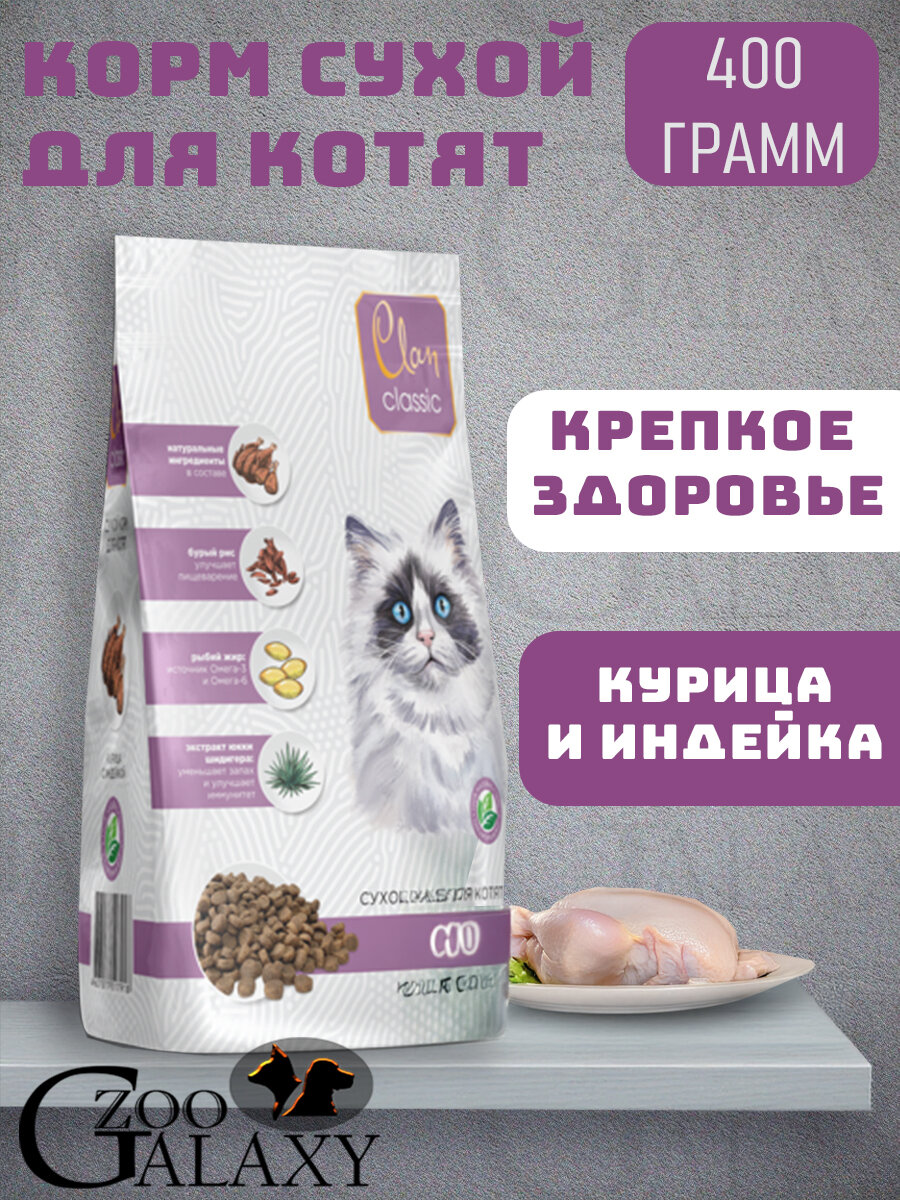 CLAN Корм для котят курица и индейка 0.4 кг