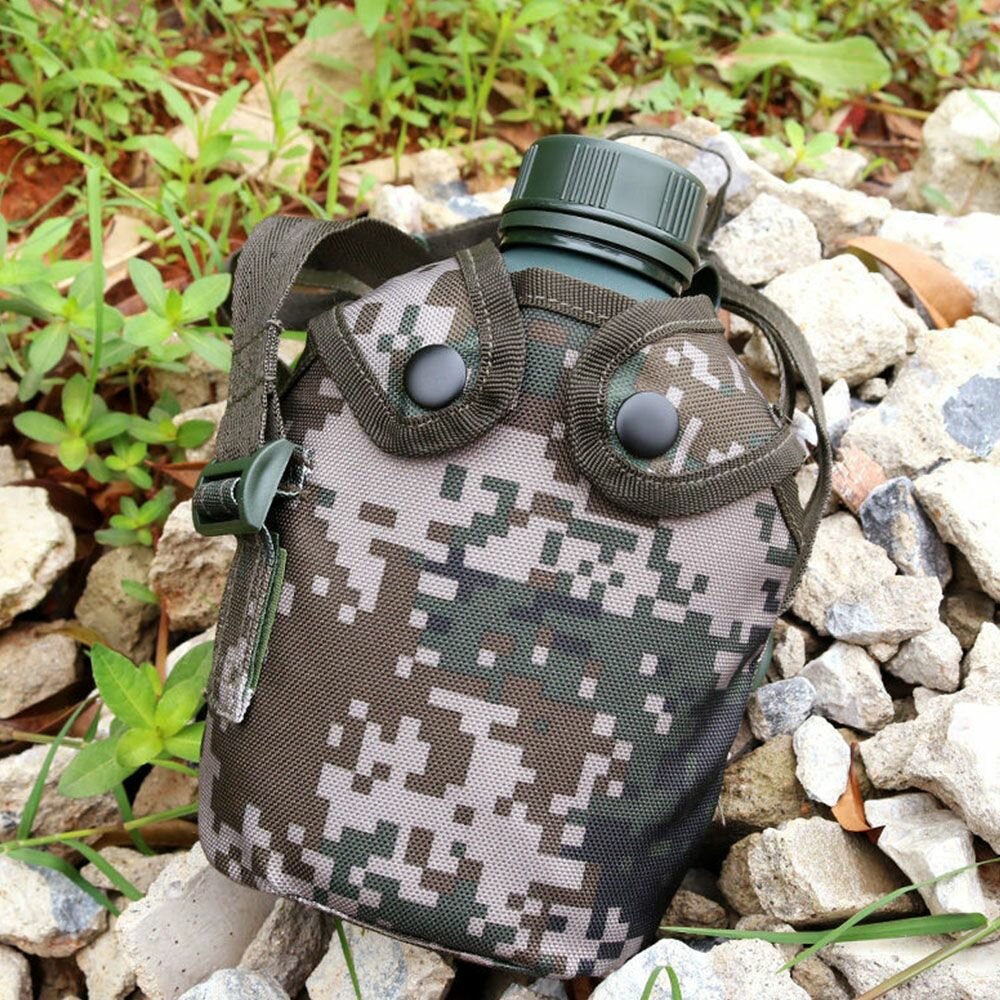 Фляжка армейская фляга Туристическая бутылка для воды, в чехле с алюминиевым котелком, рыбалка / охота / туризм, цвет: Армейский зеленый