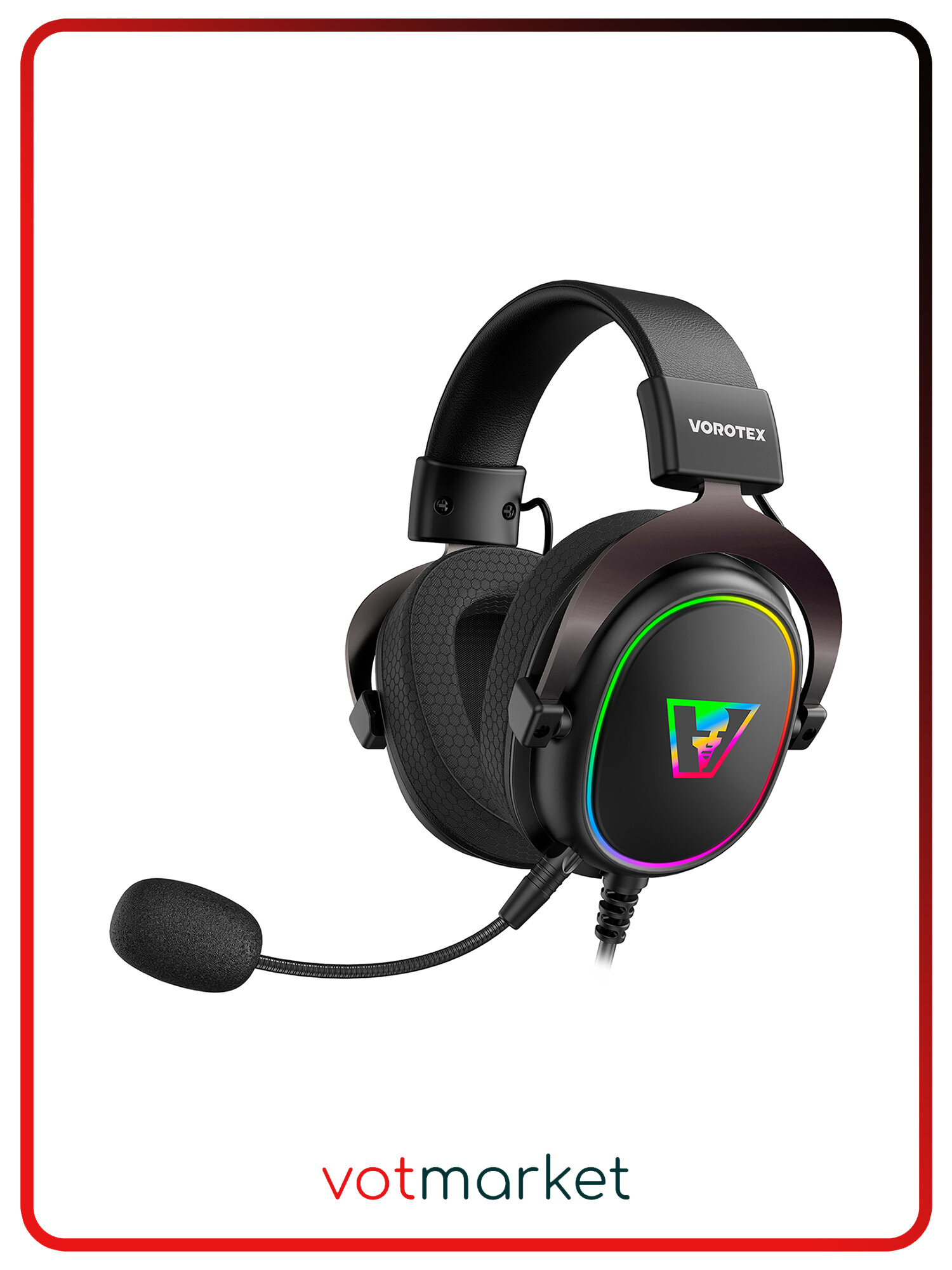 Игровая гарнитура VOROTEX V2002 Plus, USB, чёрный