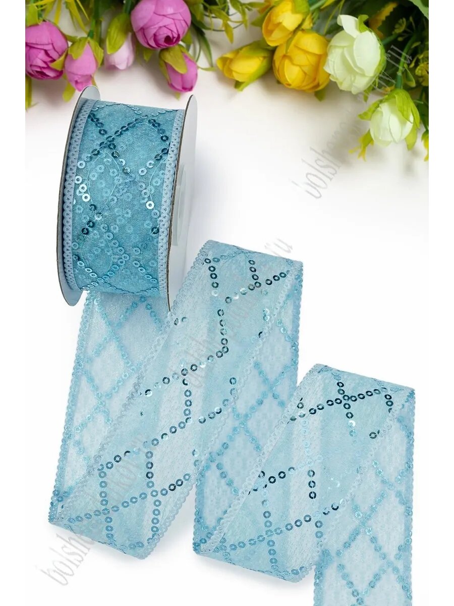 Лента с пайетками 4см (10 ярдов)