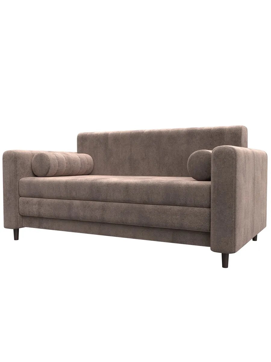 Диван прямой Браун со спальным местом 137х199 см, на ножках, две декоративные подушки, велюр