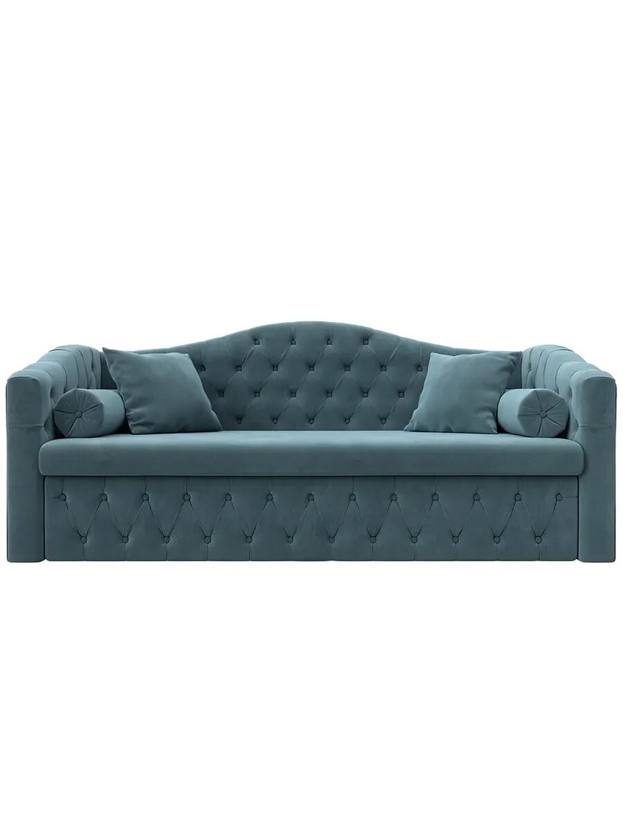 Диван детский прямой Диана со спальным местом 130х190 см, велюр бирюзовый