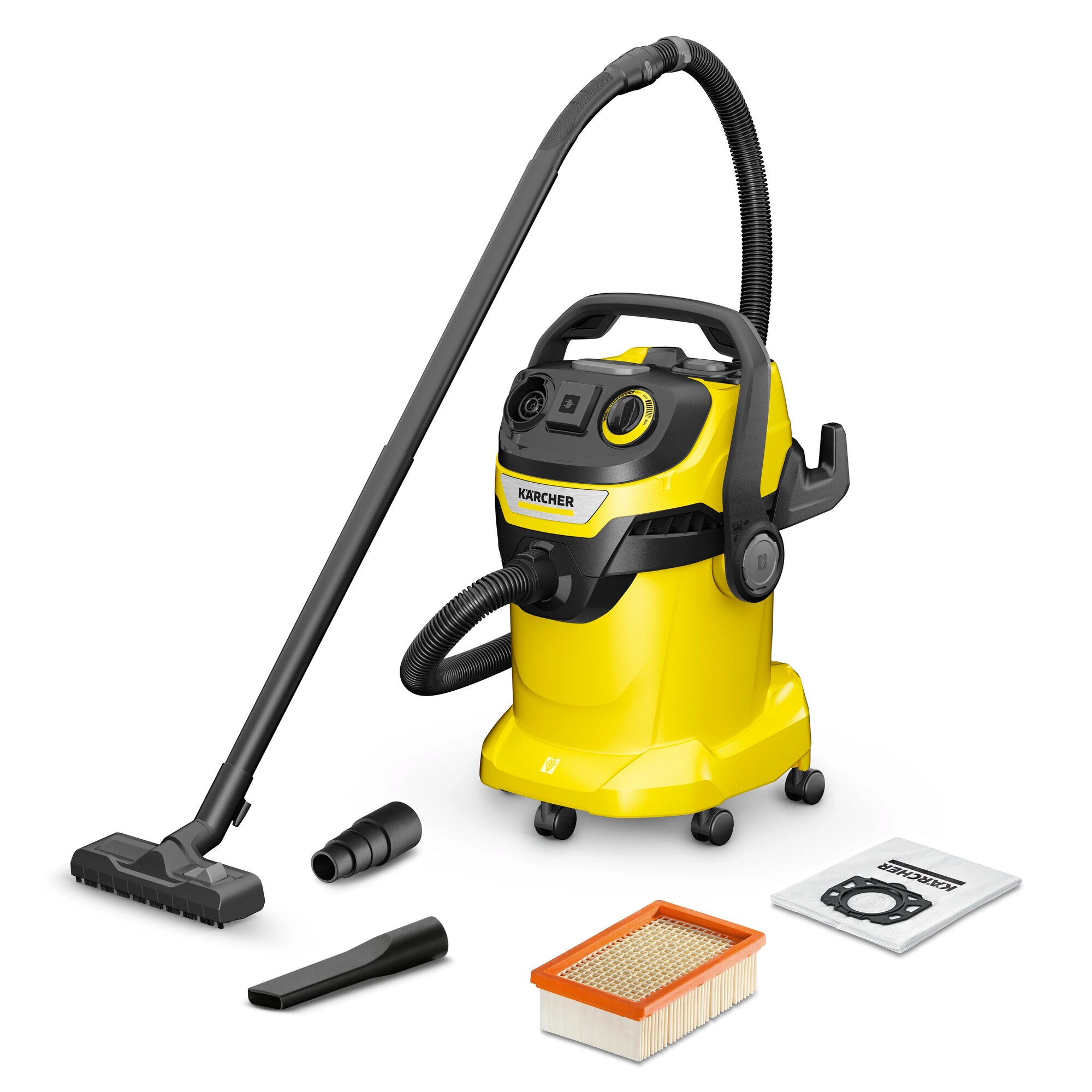 Пылесос Karcher WD 5 P V-25/8/35, желтый, хозяйственный, для сухой и влажной уборки