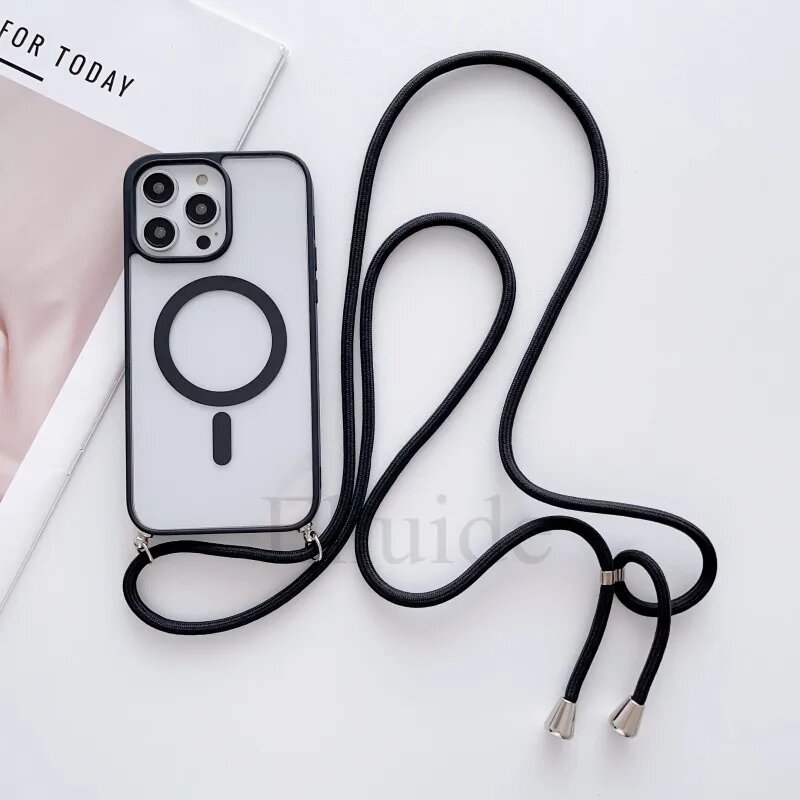 Чехол с магнитным ремешком для iPhone 17, 16, 15, 14, 11, 12, 13 Белый, черный, for iPhone 13 mini