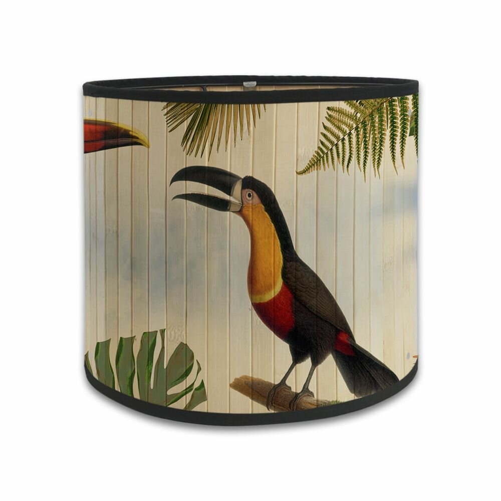 Барабанный абажур для настольной лампы торшера люстры, винтажный с рисунком птиц, сменный плафон, размер 30x30x30 см