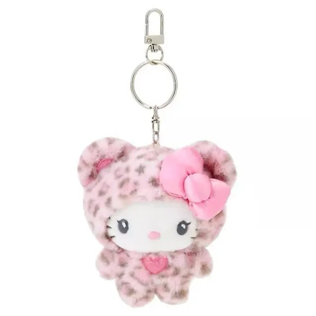 Плюшевая кукла-подвеска Sanrio Hello Kitty Kuromi с леопардовым принтом, брелок, мультяшный рюкзак, плюшевые игрушки, кулон, детские подарки,