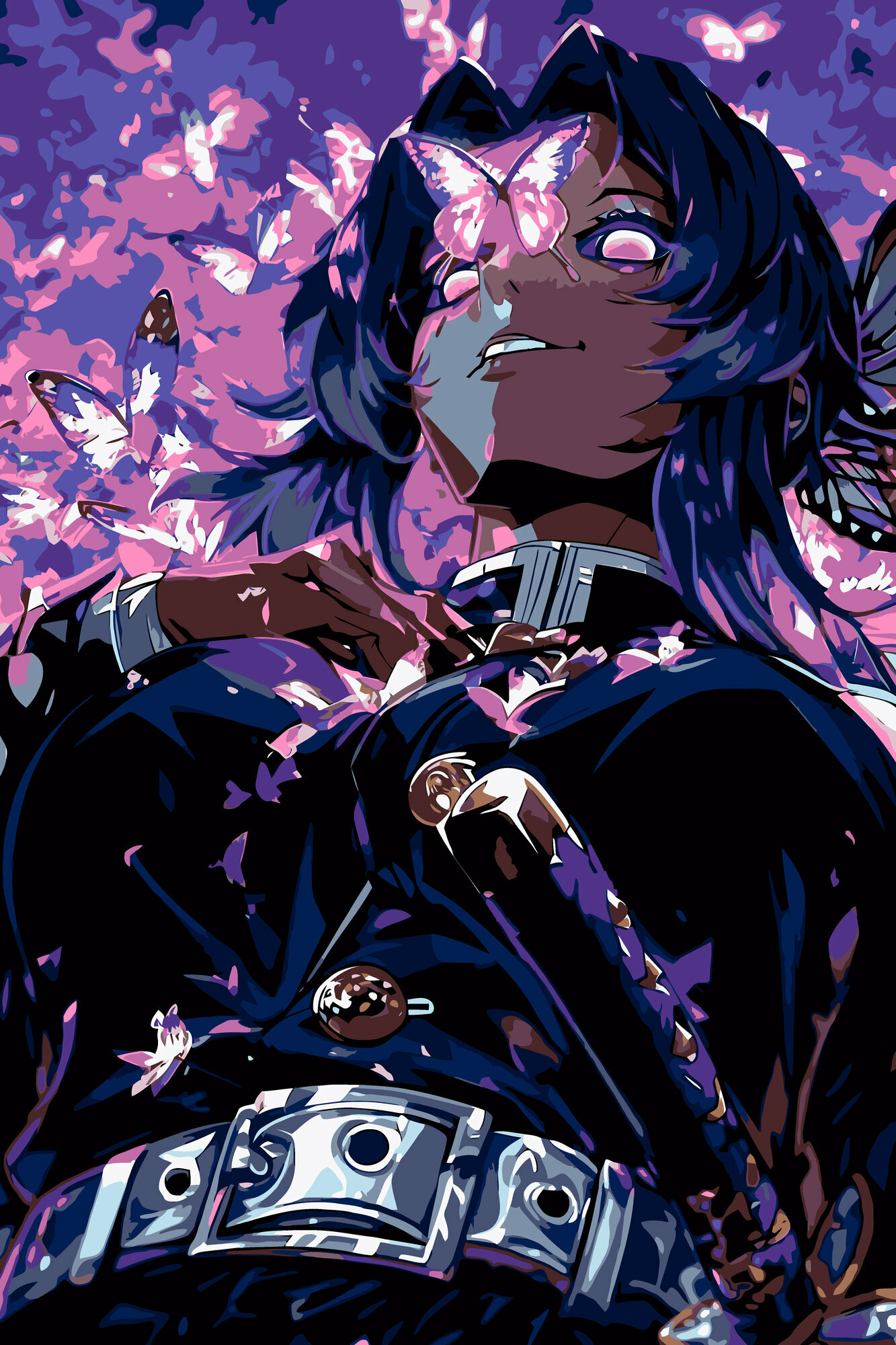 Картина по номерам Т442 "шинобу кочо. Столп насекомого. Клинок Рассекающий Демонов" 40Х60