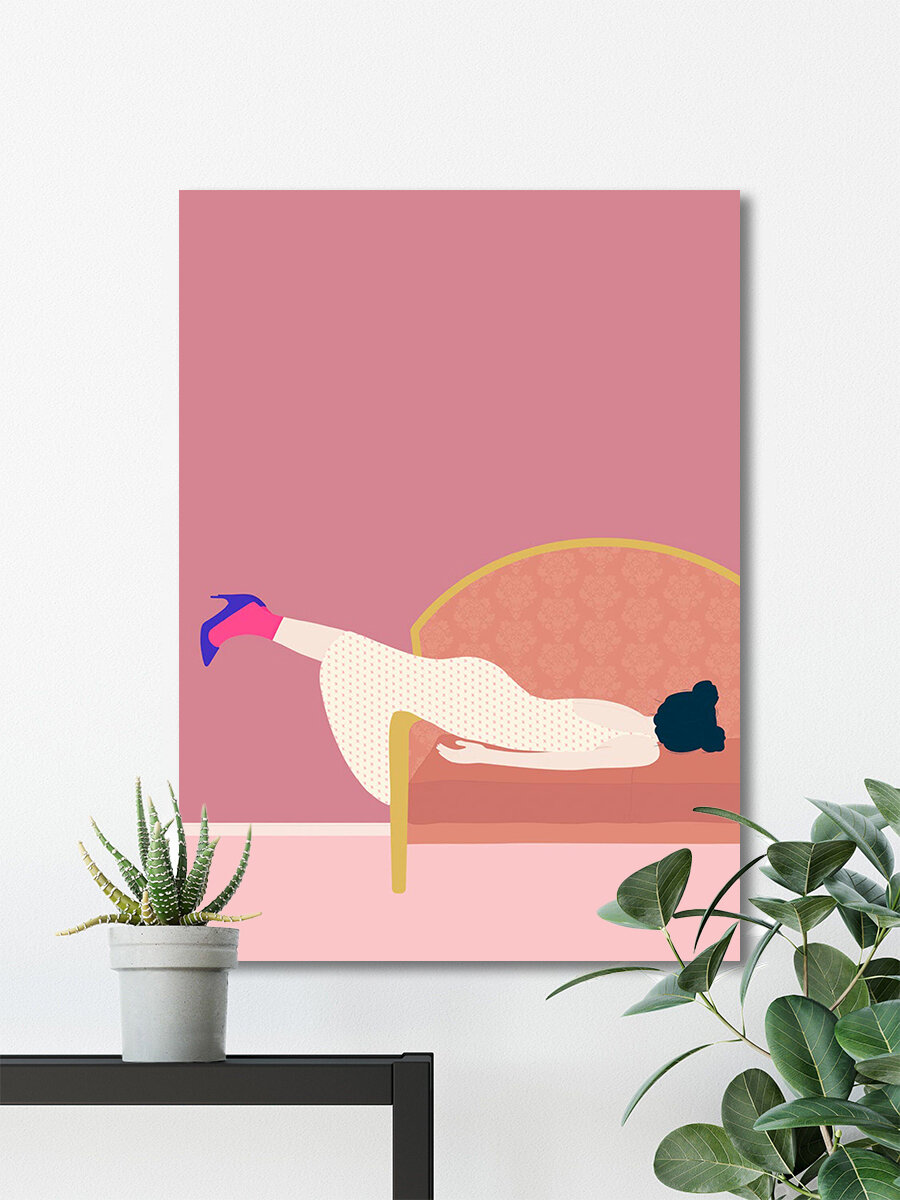 Сканди / бохо, картина на стену для интерьера - Девушка на диване, 40х60 см.