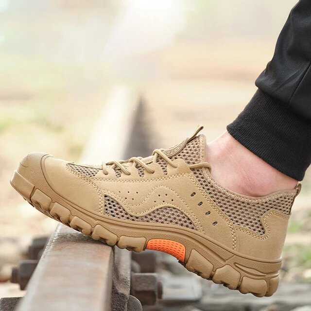 Мужская летняя обувь для защиты труда, дышащие противоскользящие защитные ботинки, стальная противоскользящая обувь с носком, рабочая обувь