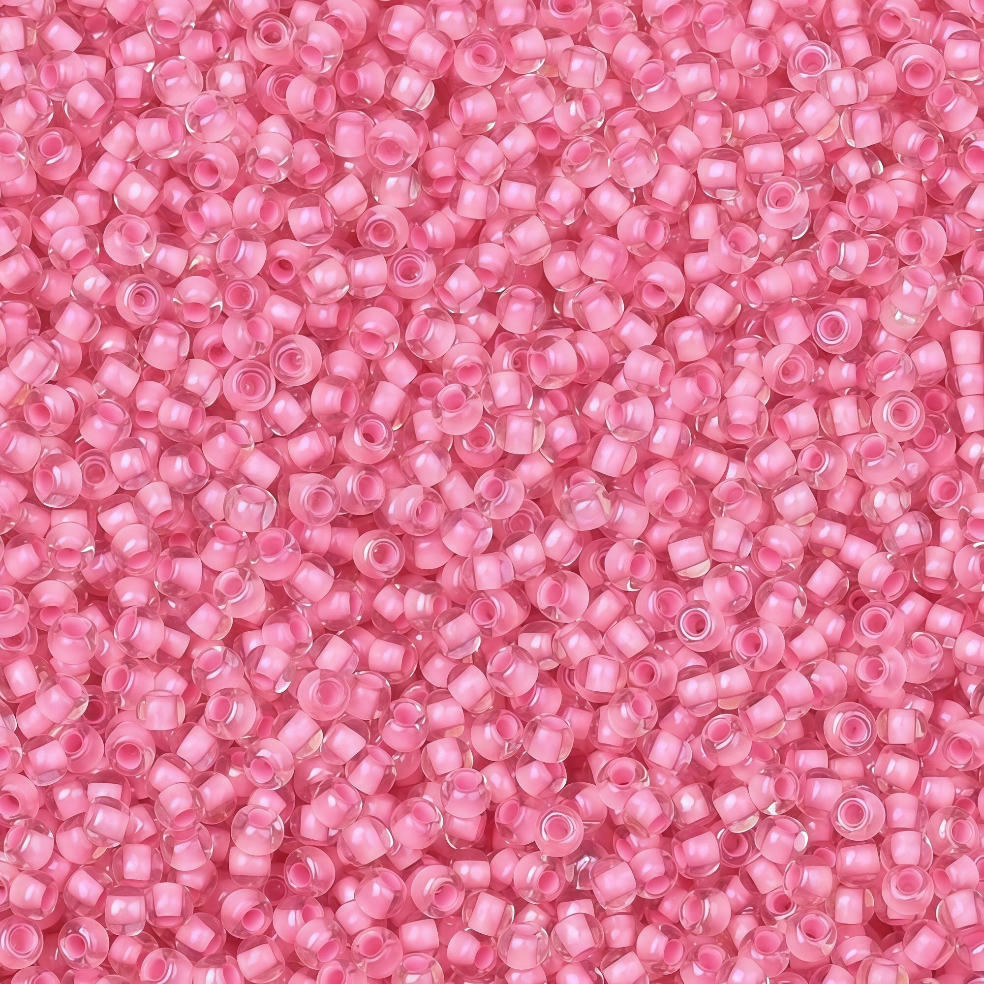 Бисер TOHO круглый, размер 11/0, цвет #191C (Окрашенный изнутри, хрусталь/ярко-розовый), 10 грамм