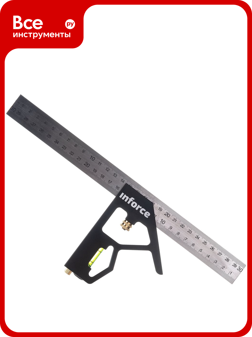 Угольник с уровнем 300 мм Inforce 06-11-67, откладывания прямых линий