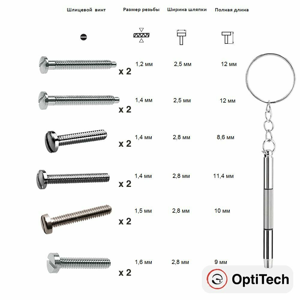 Набор мелких винтов для ремонта с отвёрткой 300504-503