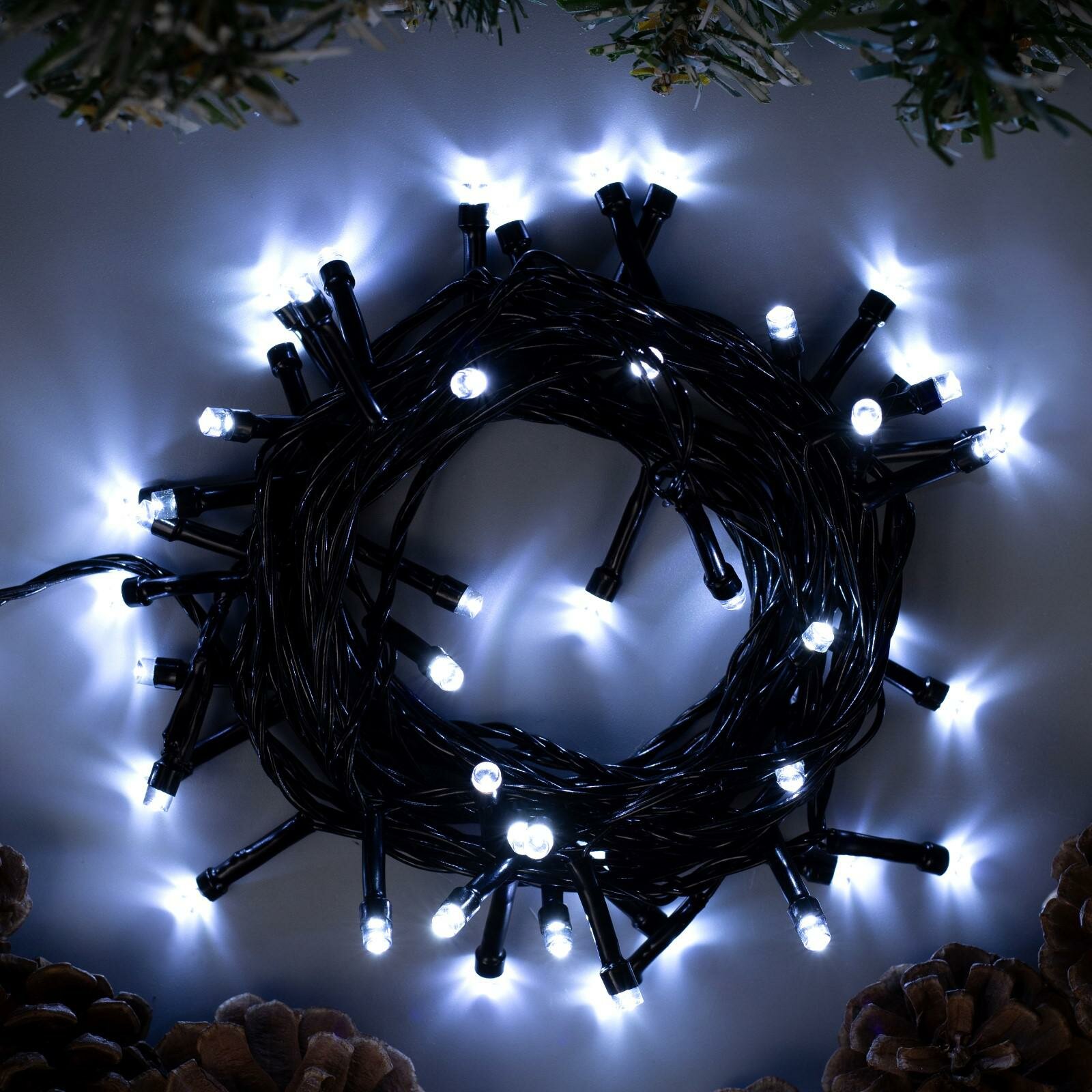 Гирлянда «Нить» 5 м, IP20, тёмная нить, 50 LED, 8 режимов, 220 В, свечение белое