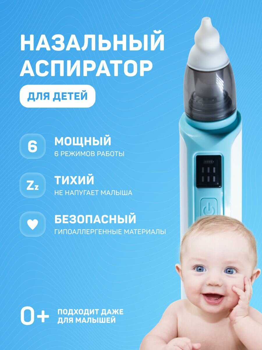 Аспиратор назальный детский, электрический, электронный, для новорожденных, соплеотсос, соплесос