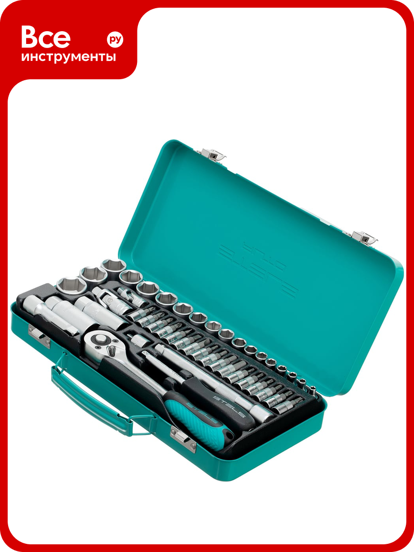 Набор торцевых головок с трещоткой, 1/4"и 3/8", 44 предм, STELS 13575