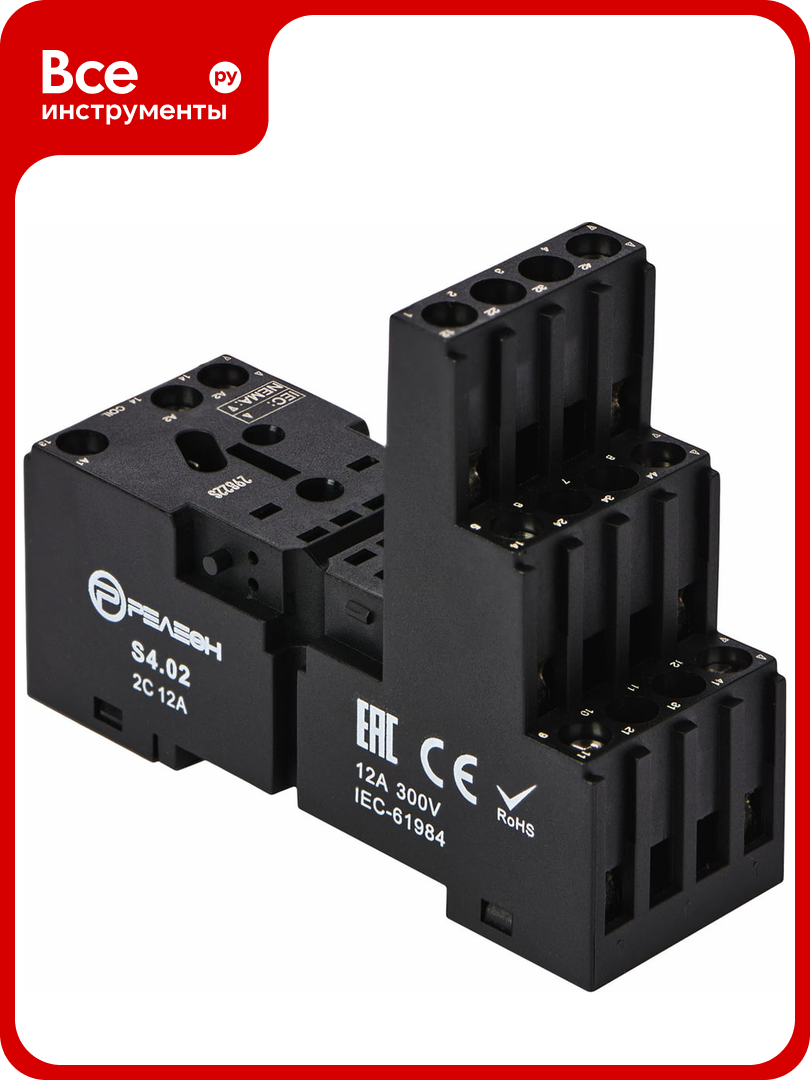 Розетка для реле RP4.32 и модуля PM8 релеон 12А, S402