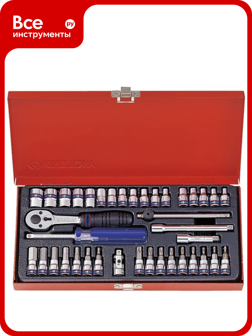 Набор шестигранных торцевых головок с принадлежностями 1/4 , 4-13мм, 39шт KING TONY 2539MR