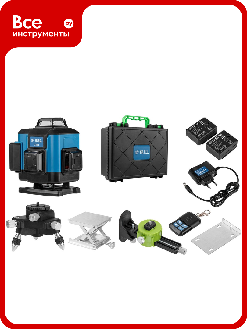 BULL Нивелир лазерный LL 3404 в кор. BULL (13695) 0323146, 60 м, зелёный