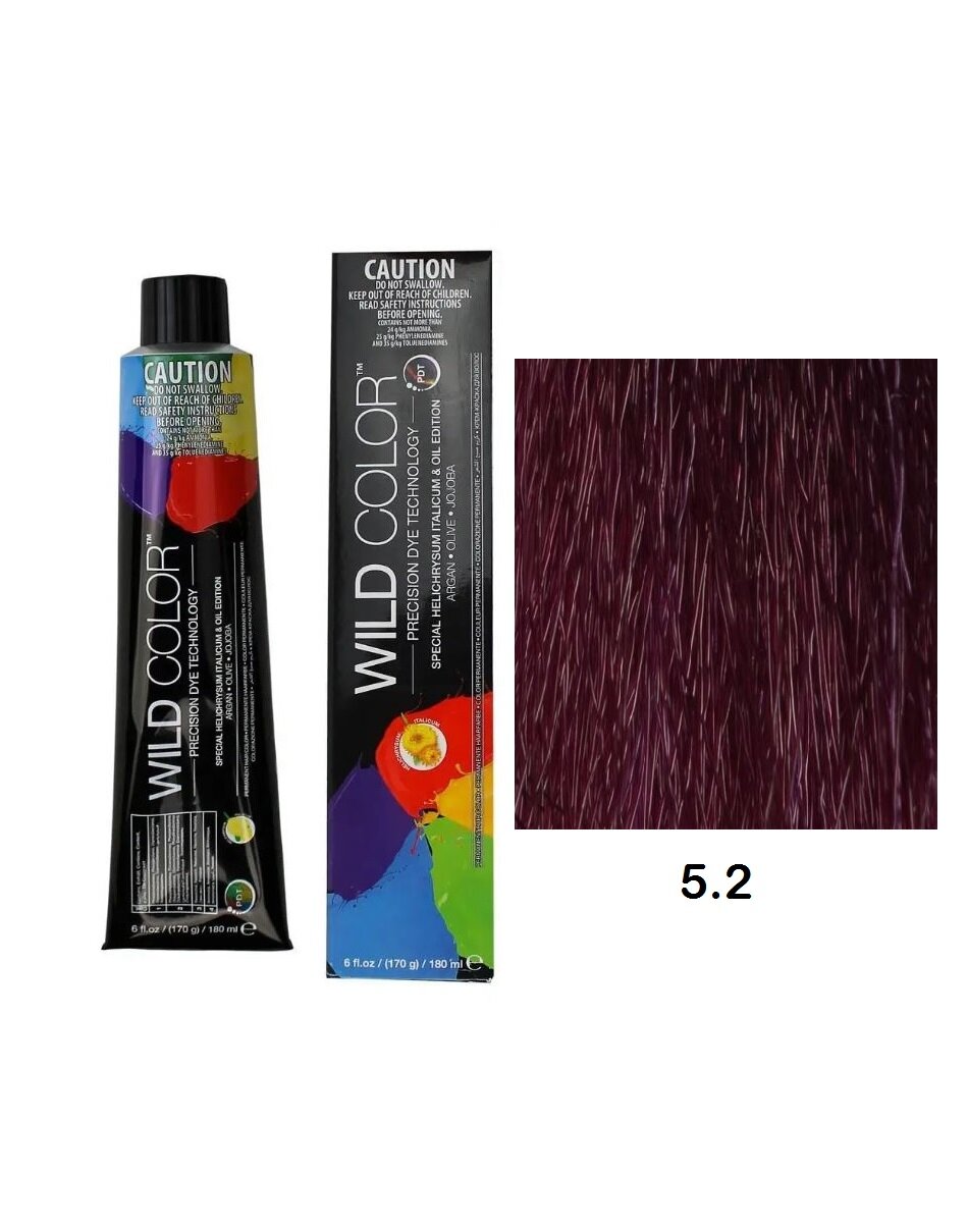 Wild Color Стойкая краска для волос 180 мл - Wild Color 5.2 5V Светло-каштановый фиолетовый