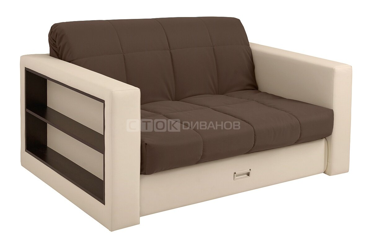 Диван Сток Диванов Поло-3 Chocolate шоколадный 155 см, механизм аккордеон на металлокаркасе