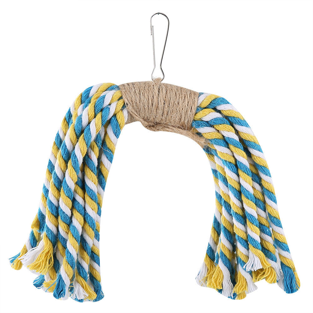 Игрушки для жевания в виде попугая, подвесные, на хлопковой веревке.