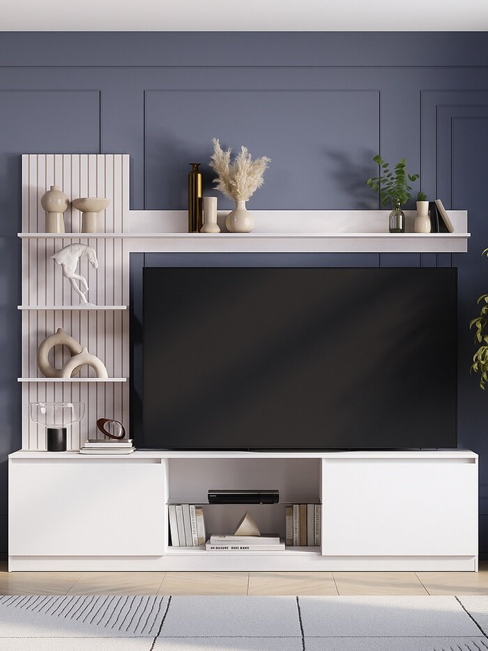 Гостиная «Убер ГС – 05», 2102×1914×413 мм, цвет ясень белый/белый