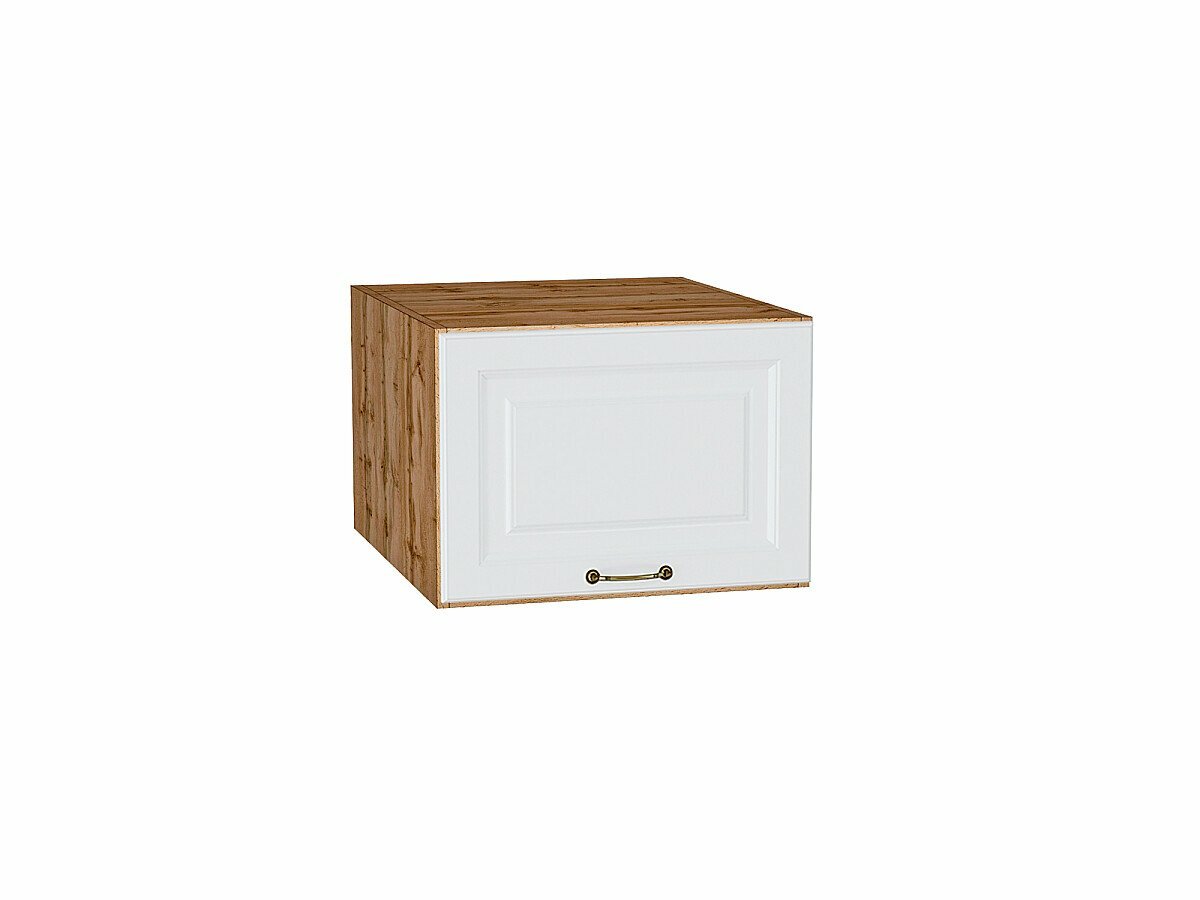 Шкаф верхний горизонтальный глубокий Ницца, цвет фасада Белый, цвет каркаса Дуб Вотан, 358*500*574 мм