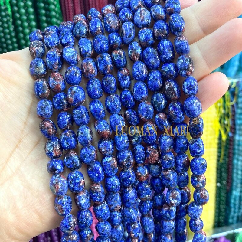 LUOMAN XIARI Бусины из халцедона 32-34 шт Фиолетовый, 8x10mm 32-34pcs, blue