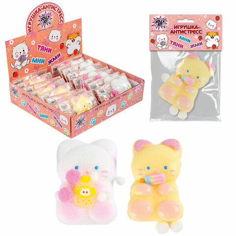 Игрушка-антистресс "кошечка", 9х6 см, ассорти 2 вида, дисплей, JOLLY JOT (джолли джот), 665782