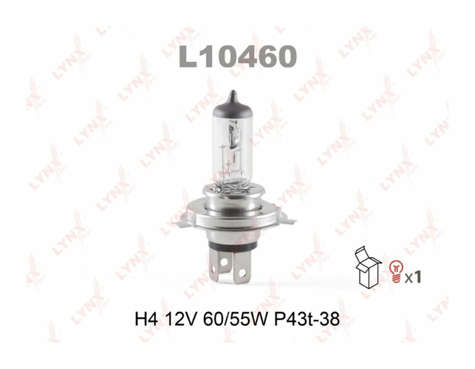 Лампа Галогеновая H4 12V60/55W P43T-38(Lynx L10460)