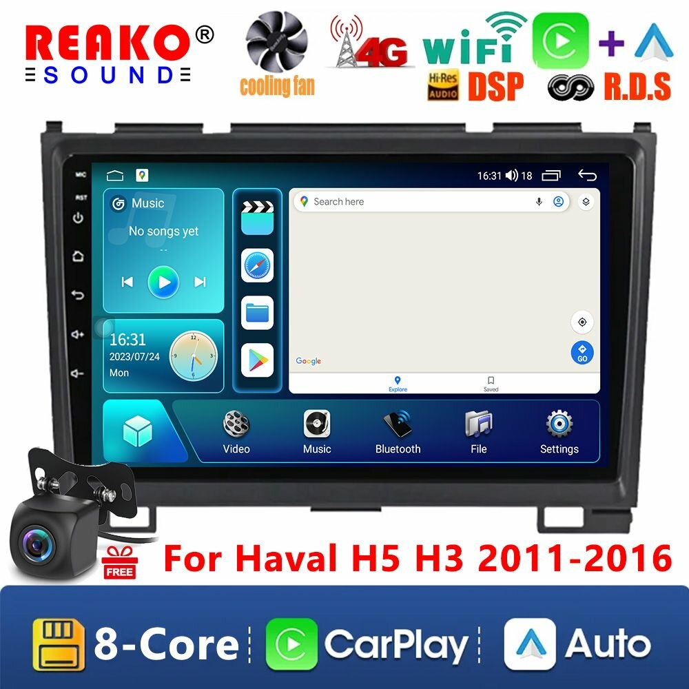Магнитола для Great Wall Hover H3 H5 2010-2014 8 ядерный процессор Qled экран 9 дюймов Carplay автозвук DSP Wifi 4G-SIM 8+256гб Андроид Ховер Н3 Н5