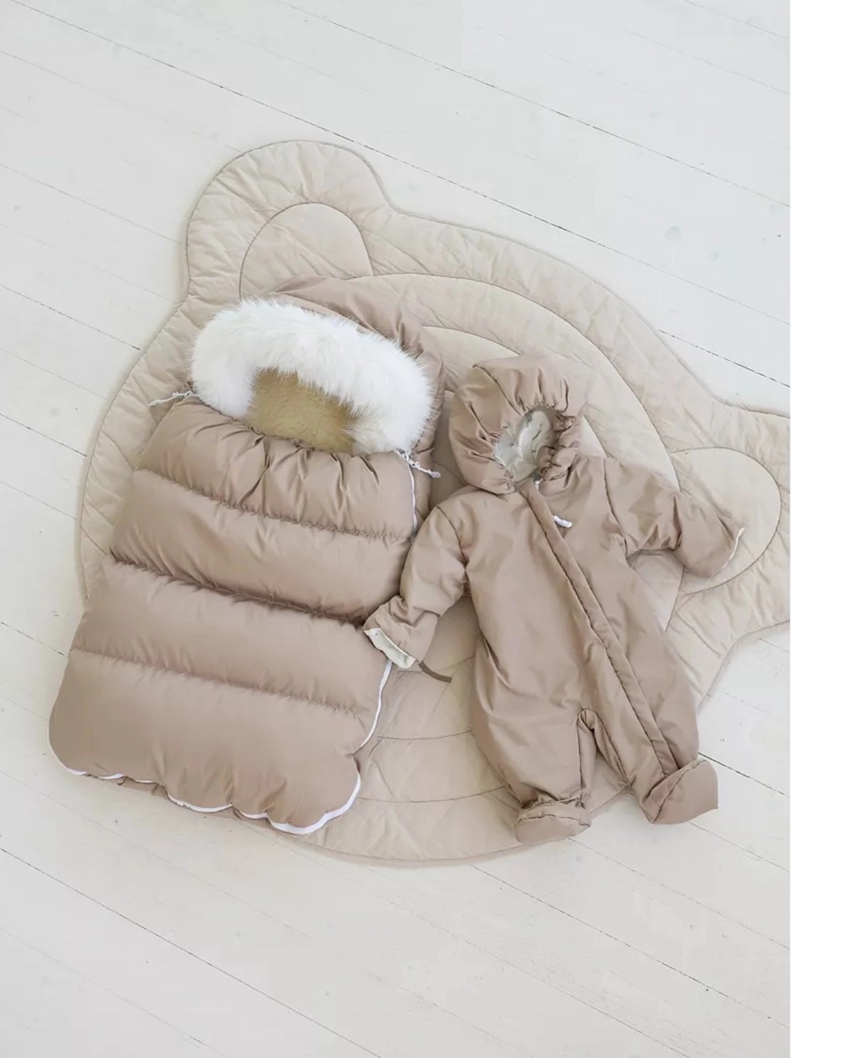 Конверт на выписку для новорожденных осень зима В роддом В коляску кремовый