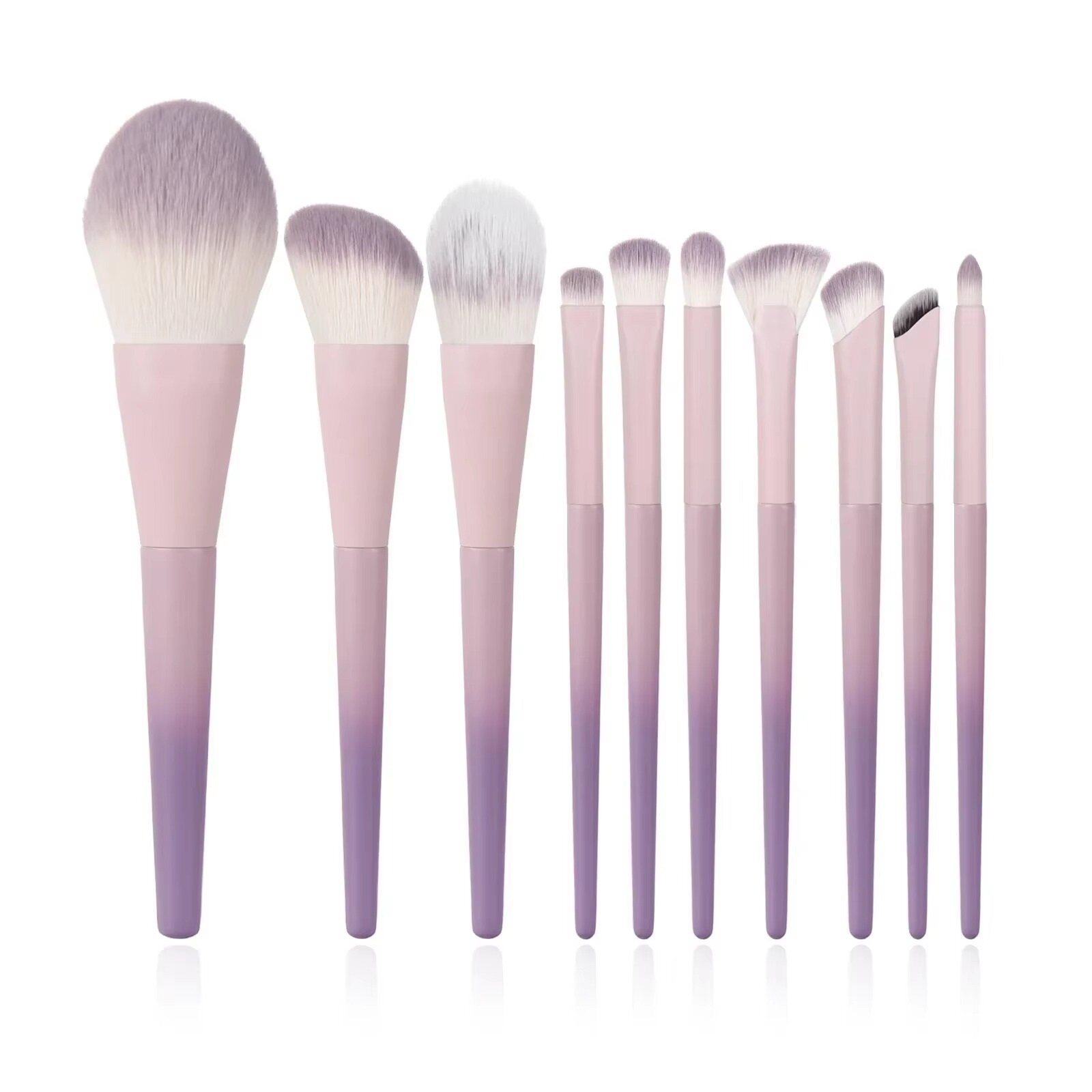 Набор кистей для макияжа из 10 штук, цвет фиолетовый, пластик
